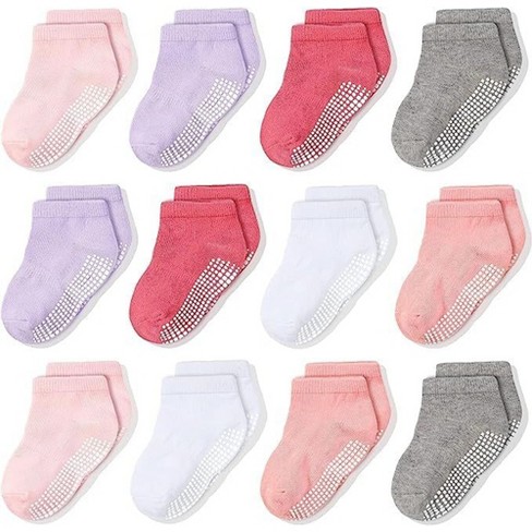 Cozyway Non-slip Ankle Grip Low Cut Toddler Socks, 12 Pack For Girls ...