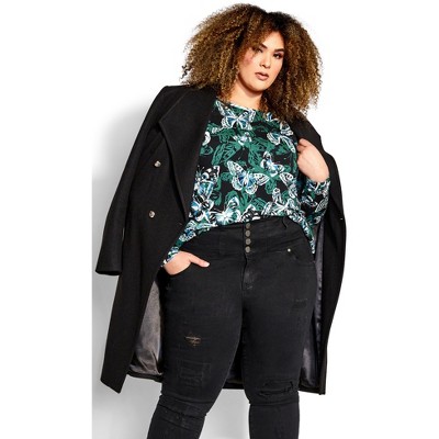 Avenue | Women's Plus Size Casey Smock Print Tunic - Teal - 18w : Target
