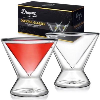 Dragon Glassware 7 Oz Stemless Martini Glasses Clear Set Of 2 : Target