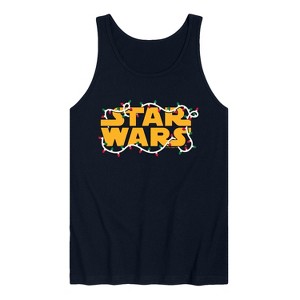 Men's Star Wars Logo Christmas Lights Graphic Tank Top - Navy - Medium ...