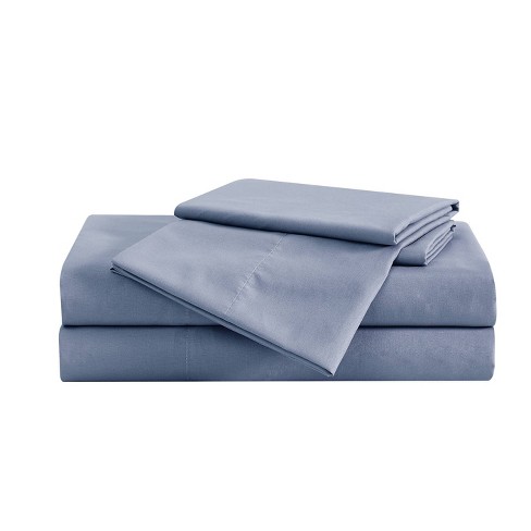 London Fog King 4pc Garment Wash Solid Sheet Set Blue: Microfiber ...