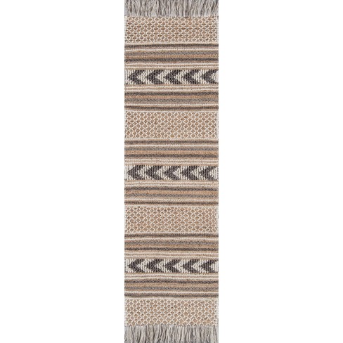 2'3"x7'6" Esme Runner Rug Charcoal - Momeni: Handmade Geometric Low ...