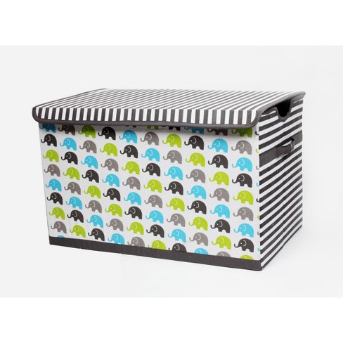 Bacati - Elephants Aqua/lime/gray Storage Toy Chest : Target