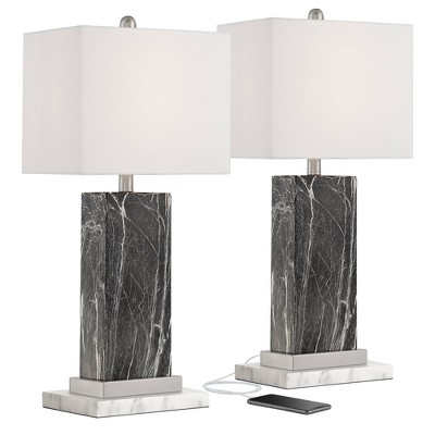 360 Lighting Neil Modern Table Lamp With Black Marble Riser 26" High ...