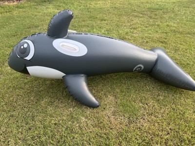 Poolmaster Jumbo Whale Rider Inflatable Swimming Pool Float - Gray ...