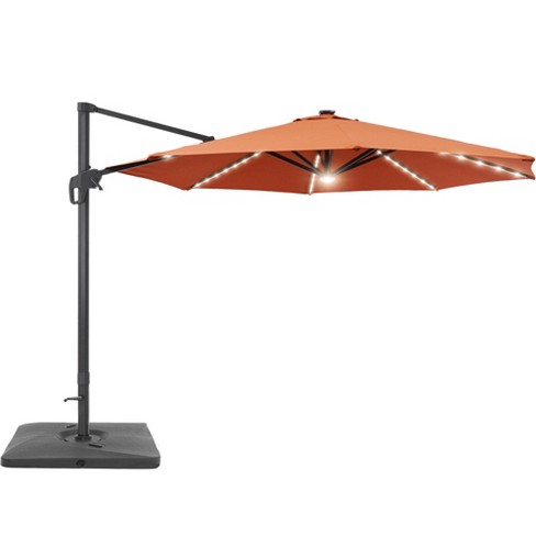 Sonkuki 11ft Round Offset Outdoor Solar Led Patio Aluminum Cantilever ...