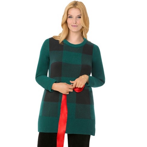 Woman Within Women's Plus Size Buffalo Plaid Pullover Sweater - 2x ...