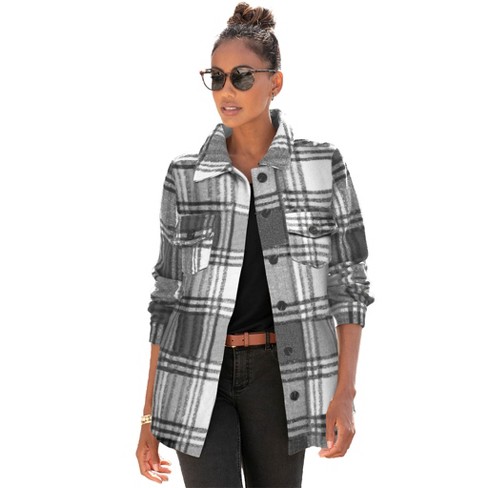 Lascana Women's Plaid Shirt Jacket Plaid Grey & Black 4 : Target