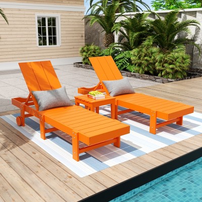Westintrends 3 Pieces Set Poly Adirondack Outdoor Chaise Lounges With ...