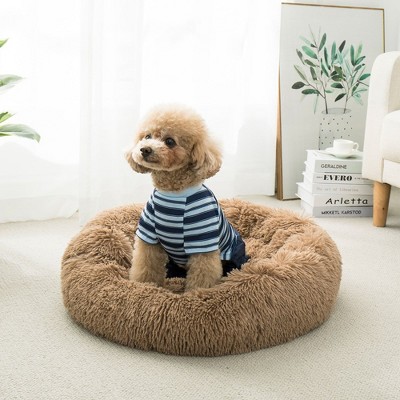 Petami Calming Dog Bed For Puppy Cat Kitten, Round Washable Pet Bed ...