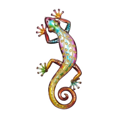 25" X 10" Eclectic Metal Lizard Wall Décor - Olivia & May: Iron ...