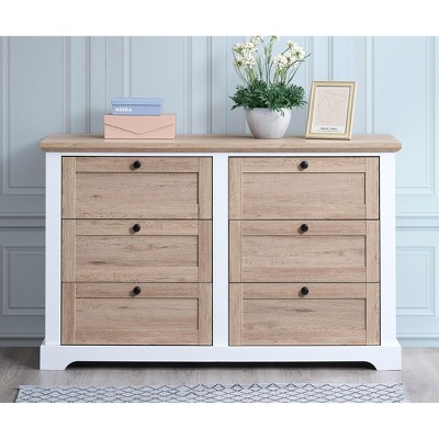 Xiyuyeu 6 Drawer Dresser For Bedroom,modern Style Drawers With Round ...