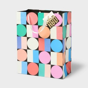 Medium Geometric Shapes Birthday Gift Bag with Tag Colorful - Spritz ...