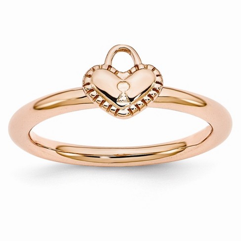 Black Bow Jewelry Rose Gold Tone Sterling Silver Stackable 7mm Heart ...