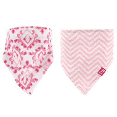 Hudson Baby Infant Girl Cotton Bandana Bibs 2pk, Ikat, One Size : Target