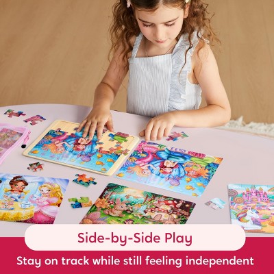 4 in 1 Glitter Wooden Puzzles for Toddler Girls Princess Unicorn ...