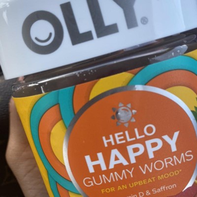 Olly Hello Happy Gummy Worm Supplements With Vitamin D And Saffron ...