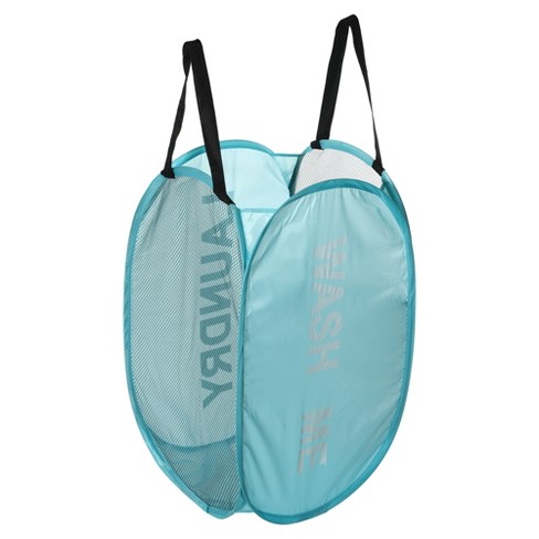 Unique Bargains Folding Mesh Laundry Basket 19.81 Gallon 1 Pc Blue : Target