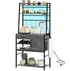 Homcom Kitchen Baker's Rack With Power Outlet, Led Lights, Microwave ...