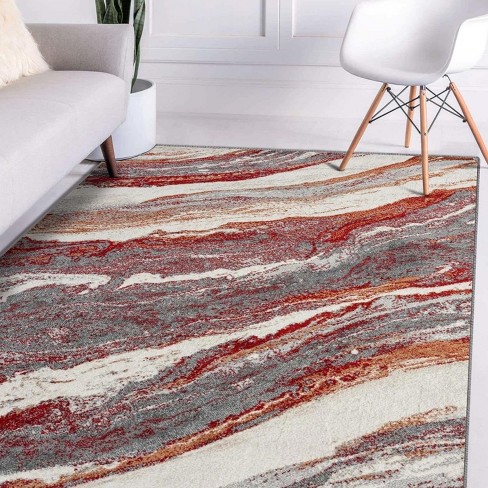 Luxe Weavers Modern Abstract Marble Area Rug, Red 9x12 : Target