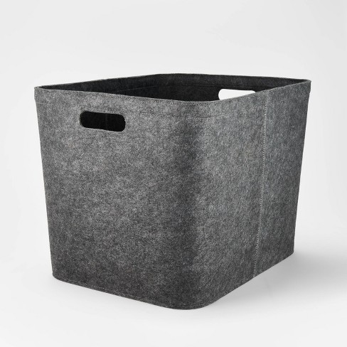 14" X 15" Large Felt Basket With Stitching Dark Gray - Brightroom ...