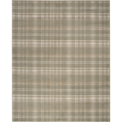 Nourison Grafix Contemporary Plaid Area Rug Olive 7'10" X 9'10" : Target