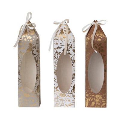 Storied Home Printed Paper Gift Box with Gold Foil Pattern and Acetate ...
