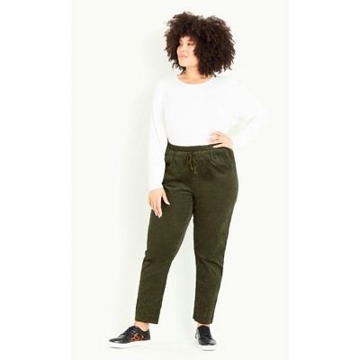 Evans | Women's Plus Size Walk On By Trouser - Olive - 28w : Target