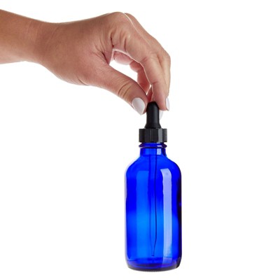 24 Pack 4oz Cobalt Blue Round Glass Bottles With Glass Droppers And 6 ...