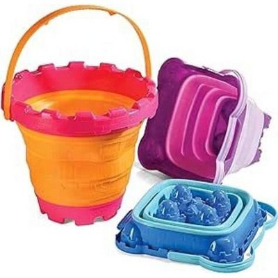Top Race Foldable Beach Pail Set Of 3 Buckets Castle Mold Sandcastle ...