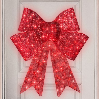 Best Choice Products Pre-Lit Christmas Bow, Large Outdoor LED Lighted ...