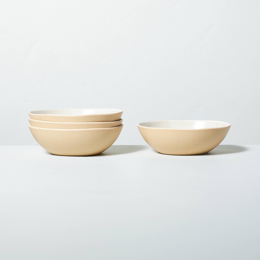 4pk 23oz Tonal Bamboo-Melamine Bowl Set Natural/Cream - Hearth & Hand ...