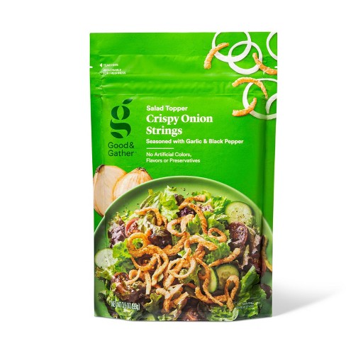 Garlic Pepper Crispy Onion Strings Salad Topper - 3.5oz - Good & Gather ...