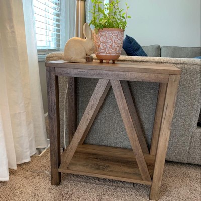 Taylen A Frame Farmhouse Open Storage Side Table Rustic Oak - Saracina ...