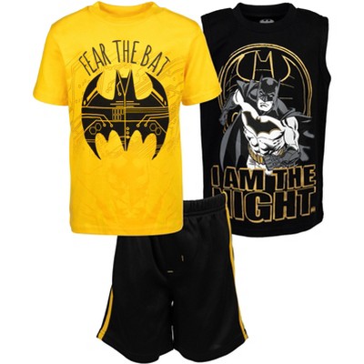 Dc Comics Justice League Batman Toddler Boys 3 Piece Set: T-shirt Tank ...
