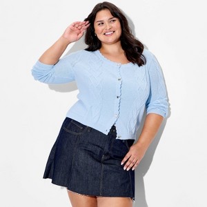 Women's Heart Cable Cardigan - Wild Fable™ Light Blue 4X : Target
