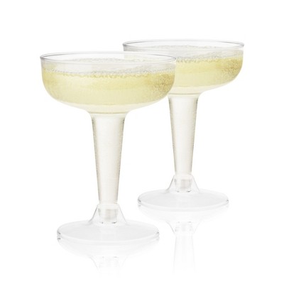 True Party Disposable Plastic Coupe Glasses - Stemmed Clear Cocktail ...