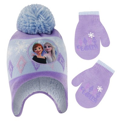 Frozen Elsa And Anna Girls Winter Hat And Mittens Set, Toddlers Ages 2 ...