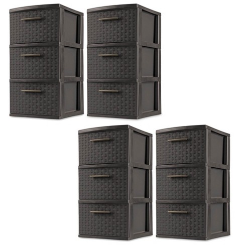 Sterilite 3 Drawer Wicker Weave Decorative Storage Organization ...