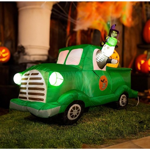 Zone Tech 7.5ft Long Halloween Inflatable Ghost Car Led Lights Decor ...