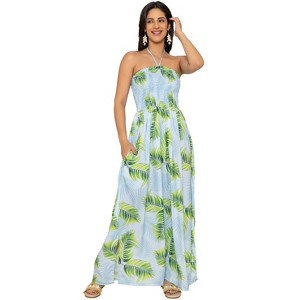 HAPPY BAY Women's Bandeau Pocket Maxi Dress Summer Boho A line Smocked ...