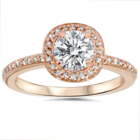 Pompeii3 1ct Cushion Halo Diamond Engagement Ring 14k Rose Gold : Target