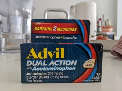 Advil Dual Action With Acetaminophen Combination Of 125mg Ibuprofen And ...