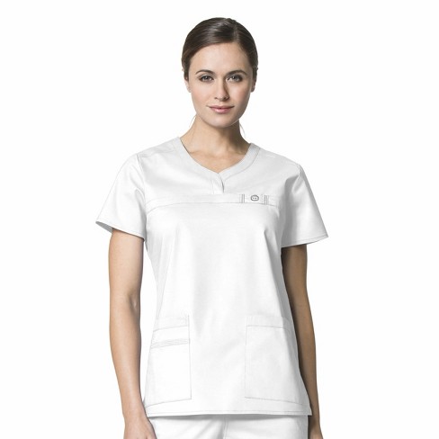 Wonderwink Women's Patience Curved Notch Neck Top - Xl, True White : Target