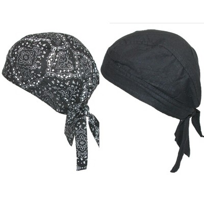 Ctm Cotton Unlined Solid And Paisley Do Rag (pack Of 2), Black Paisley ...