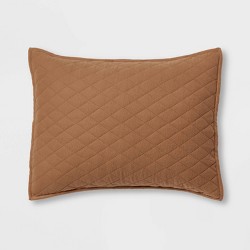 Euro Channel Stitch Velvet Quilt Sham Natural - Threshold™ : Target