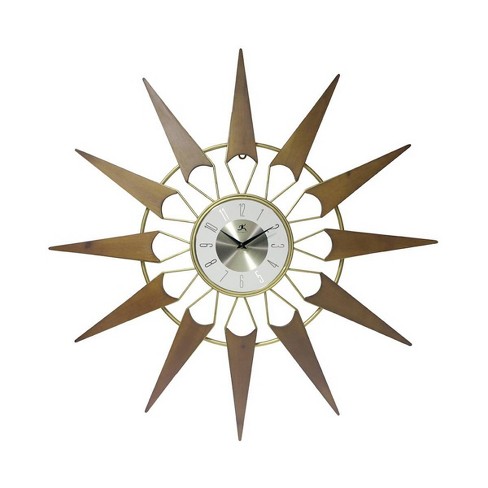 31" Nova Walnut Wall Clock Gold - Infinity Instruments : Target