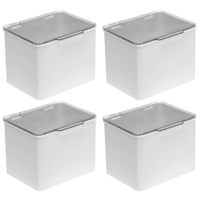 Mdesign Plastic Stackable Household Storage Bin With Lid - 4 Pack : Target
