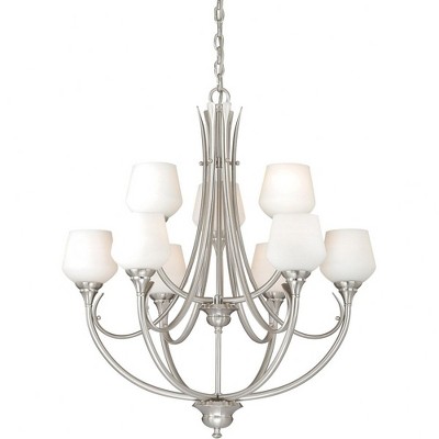 Vaxcel Grafton 9 - Light Chandelier In Satin Nickel : Target