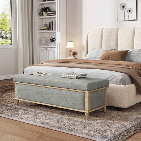 48.5"w Storage Bench, Upholstered Accent Footstool Bench, Entryway ...